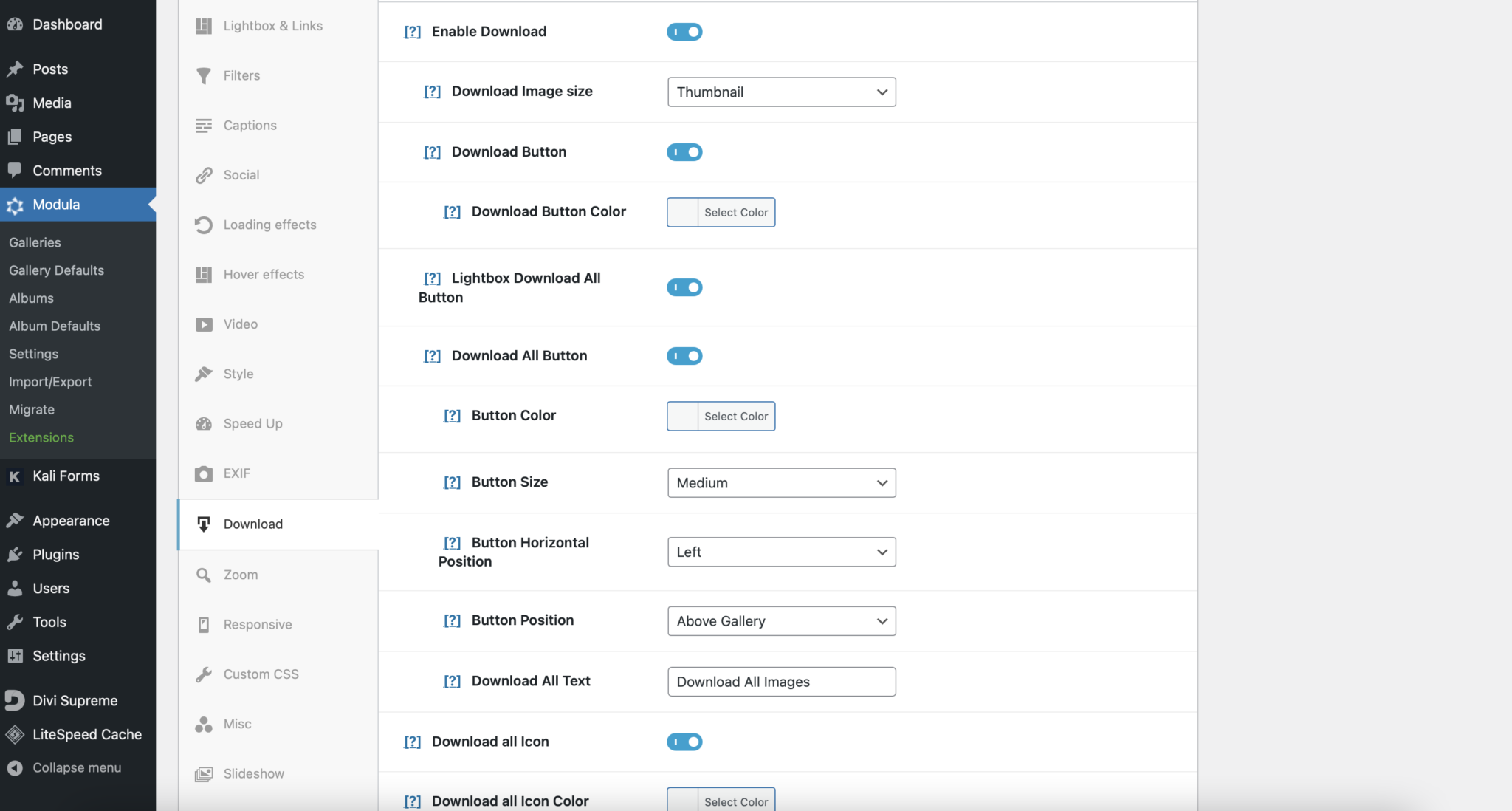 How to create a gallery page for WordPress with downloadable images