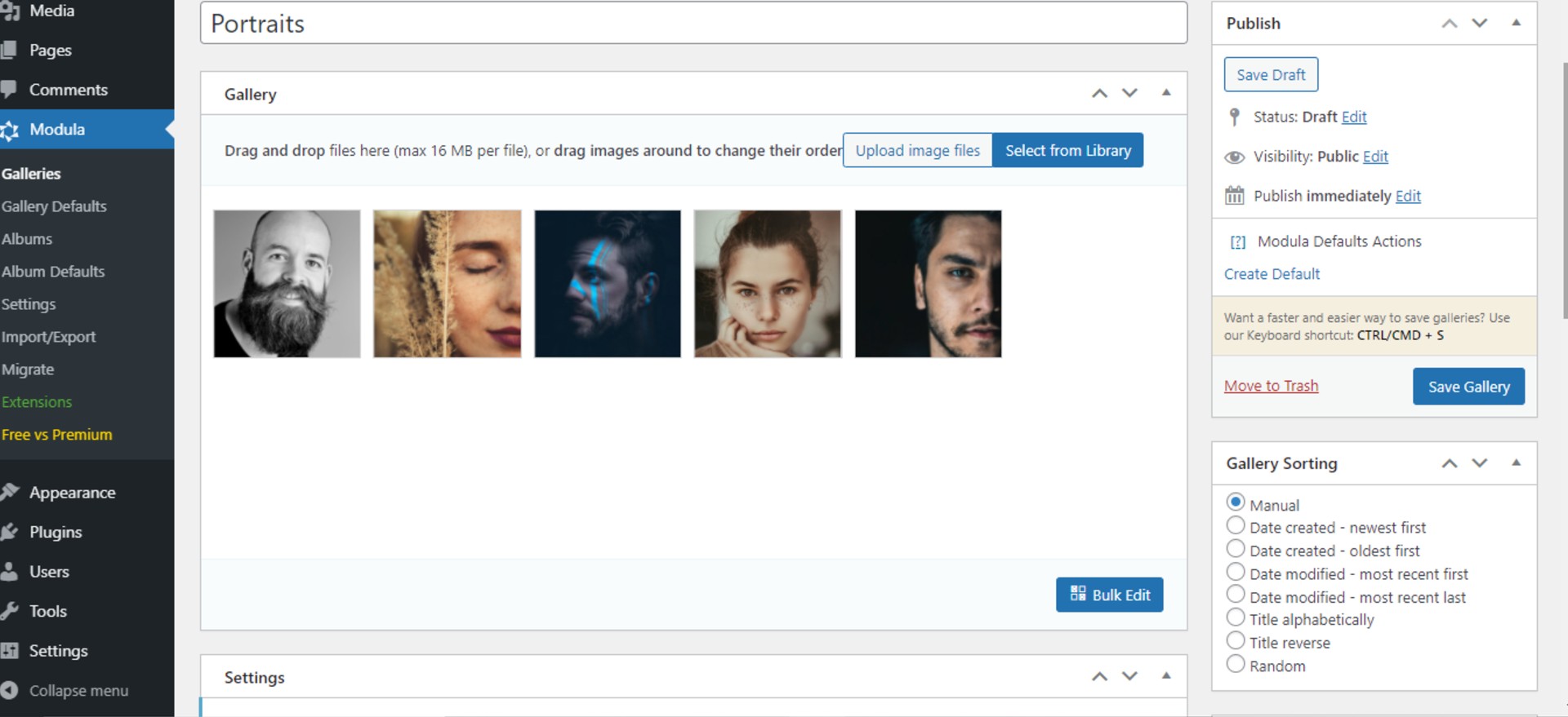 How do you create an animated image gallery in WordPress?