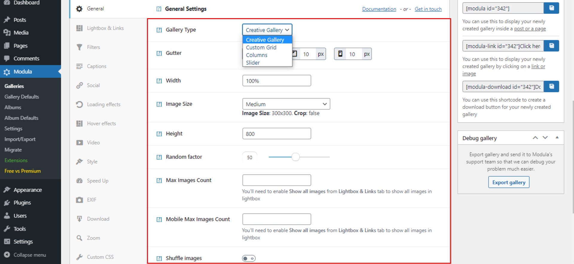 How to create gallery custom links in WordPress – Modula