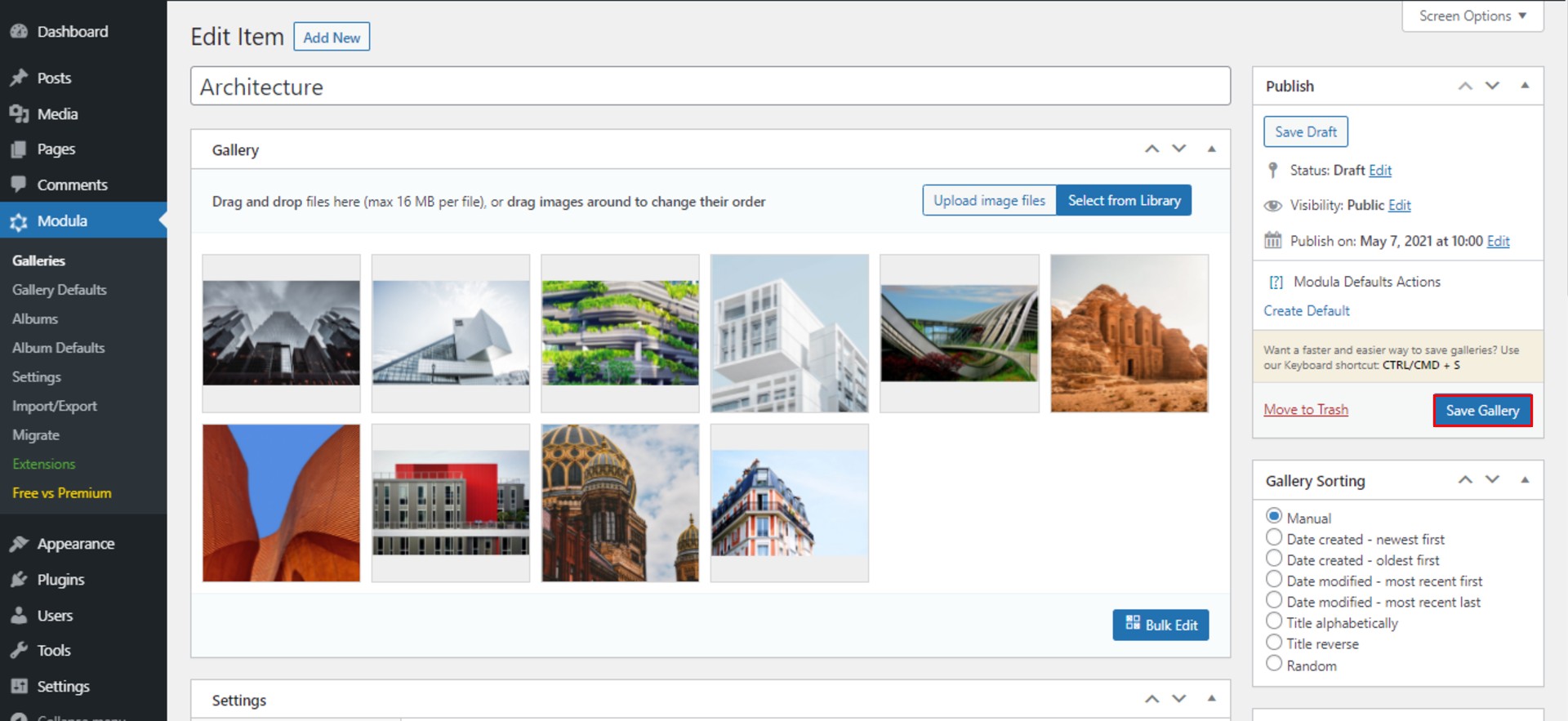 How to create gallery custom links in WordPress