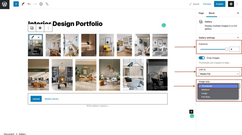 How to create a WordPress image gallery with thumbnails