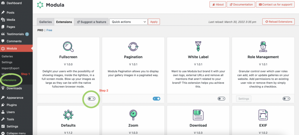 How to install extensions