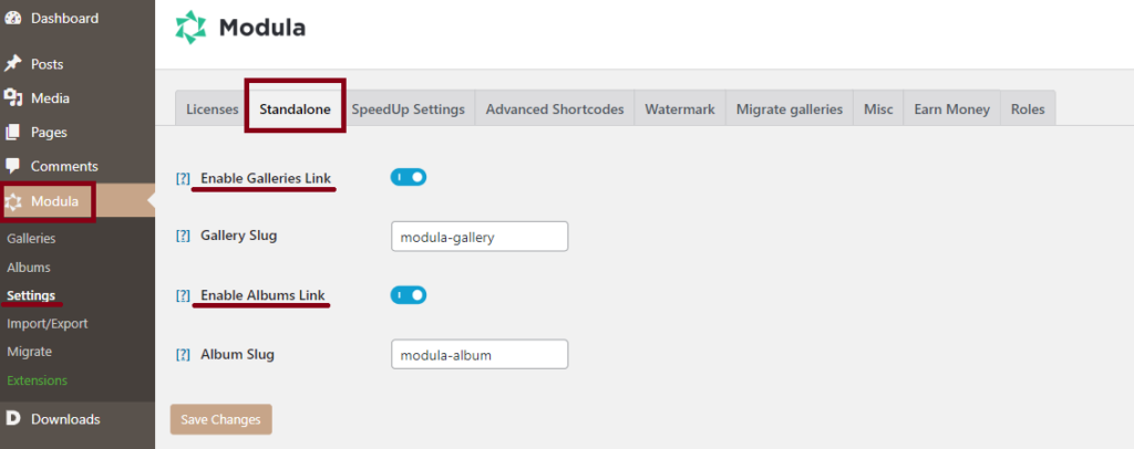 Modula Albums Standalone Feature