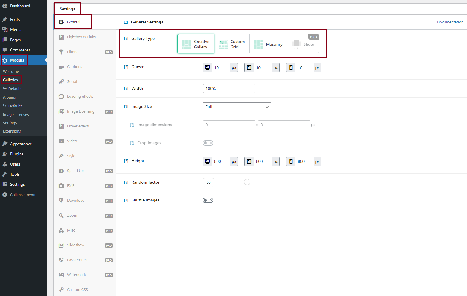 Customize your Modula gallery – Modula